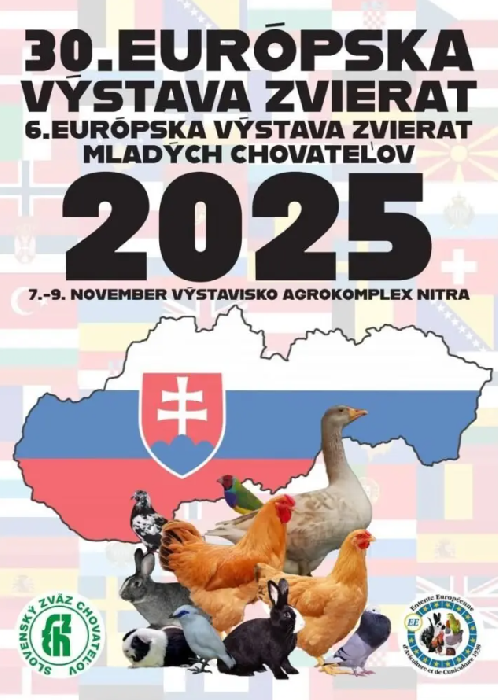 Evropská výstava drůbeže, holubů, ptáků, králíků a morčat - Nitra 2025